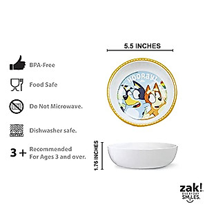 Zak Designs Bluey Kids Dinnerware Set Includes Plate, Bowl, Tumbler, Water Bottle, and Utensil Tableware, Made of Durable Material and Perfect for Kids (6 Piece Gift Set, Non-BPA)