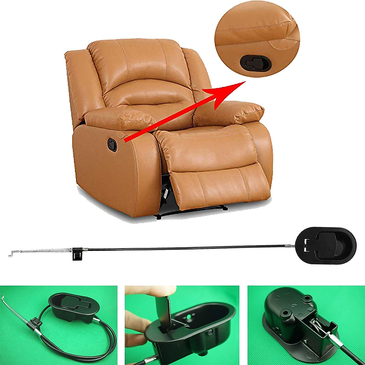 Pmsanzay Recliner Replacement Parts - Universal Black Metal Pull Recliner Handle with Cable - fits Ashley/Lane/Lazy Boy/Berkline and Major Recliner Brands Couch Style Pull Chair Release Handle Sofa