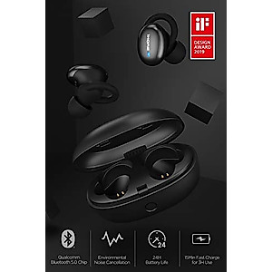 1MORE Stylish True Wireless in-Ear Headphones with Microphone, Black, E1026BT-I-BLACK