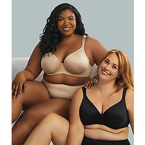 DREAMFIT Underwear for Women Plus Size Full Coverage Microfiber Underwire Everyday Smoothing Tshirt Bra - 44DD Tawny