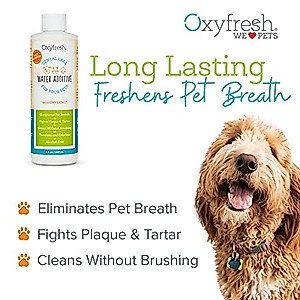 Oxyfresh Premium Pet Dental Care Solution Pet Water Additive: Best Way to Eliminate Bad Dog Breath and Cat Bad Breath - Fights Tartar & Plaque - So Easy, Just Add to Water! Vet Recommended 16 oz.