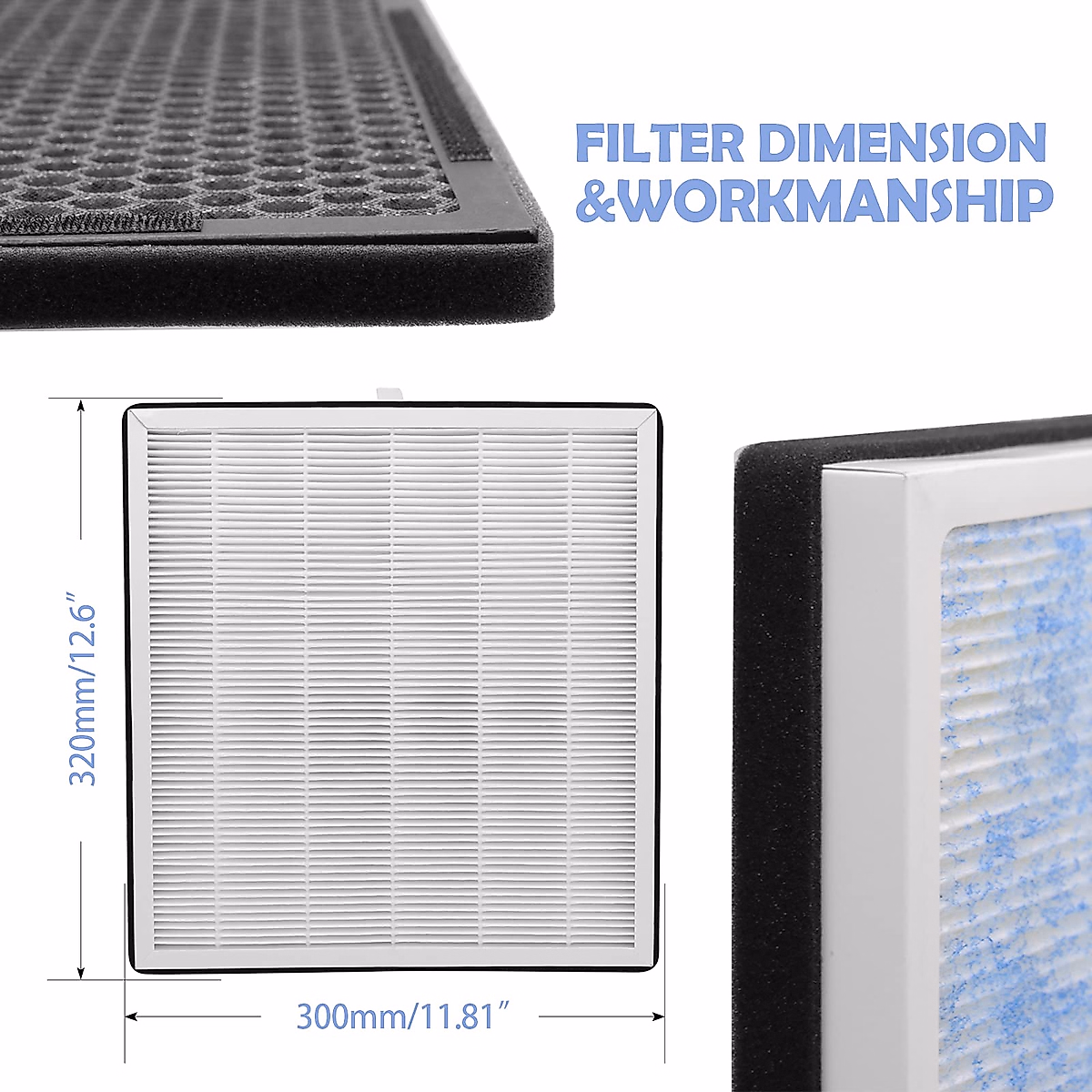 Ulrempart Replacement Air Filter Compatible with RENPHO Model RP-AP001, RP-AP002, RP-AP001S, 10-Pack Extra Charcoal Filters, 2X Activated Carbon Filter and 2X H13 True HEPA Filter
