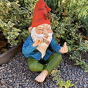 Mood Lab Garden Gnome - Relaxed Gnome - 9.6 Inch Tall Statue Lawn Garden Figurine - for Outdoor or House Decor