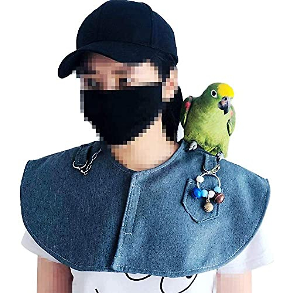 Parrot Anti-Scratch Shoulder Protector Multi-Purpose Bird Shoulder Shawl Bird Diaper Pad for Parakeets Cockatiels Conures Macaws Finches Lovebird Hang Bird Anklet & Toys (Shoulder Protector-Blue)
