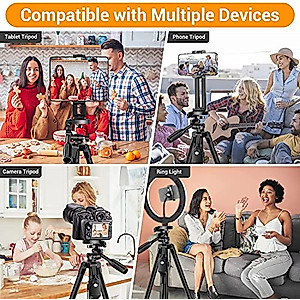 63" Tripod Stand for 4"-13" Phone & Tablet, Camera Tripod Stand with Rechargeable Remote & Bag, Aluminum Professional Tripod 2 in 1 Mount & 1/4" Screw Tripods for iPhone, iPad, Camera, Projector