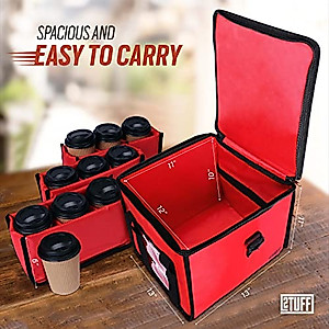 2TUFF Insulated Drink Carrier for Delivery - Reusable Drink Caddy with Handle and Shoulder Strap for Food Delivery and Takeout, Portable Cup Carrier Bag - Coffee Caddy Keeps Up To 9 Hot or Cold Drinks