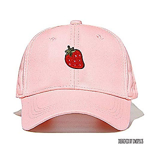 Weytff Baseball Cap Dad Hat Cute Strawberry Pink Embroidery Polo Hip Hop Vintage Style Snapback Gift