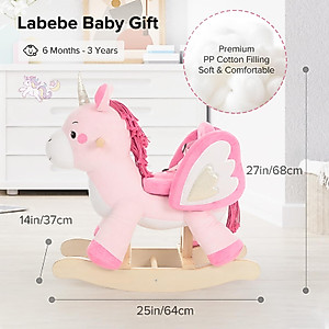 labebe - Baby Rocking Horse, Ride Unicorn, Kid Ride On Toy for 6 Month-3 Year Old, Infant (Boy Girl) Plush Animal Rocker, Toddler/Child Stuffed Ride Toy (Pink)