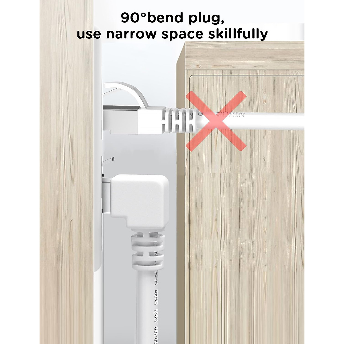 JUXINICE Right Angle Ethernet Extension Cable UPangle 1.5ft-White, 90 Degree CAT6 Ethernet Patch Cable RJ45 LAN Cable Extender Male to Female Connector for Router Modem Smart TV PC Computer Laptop