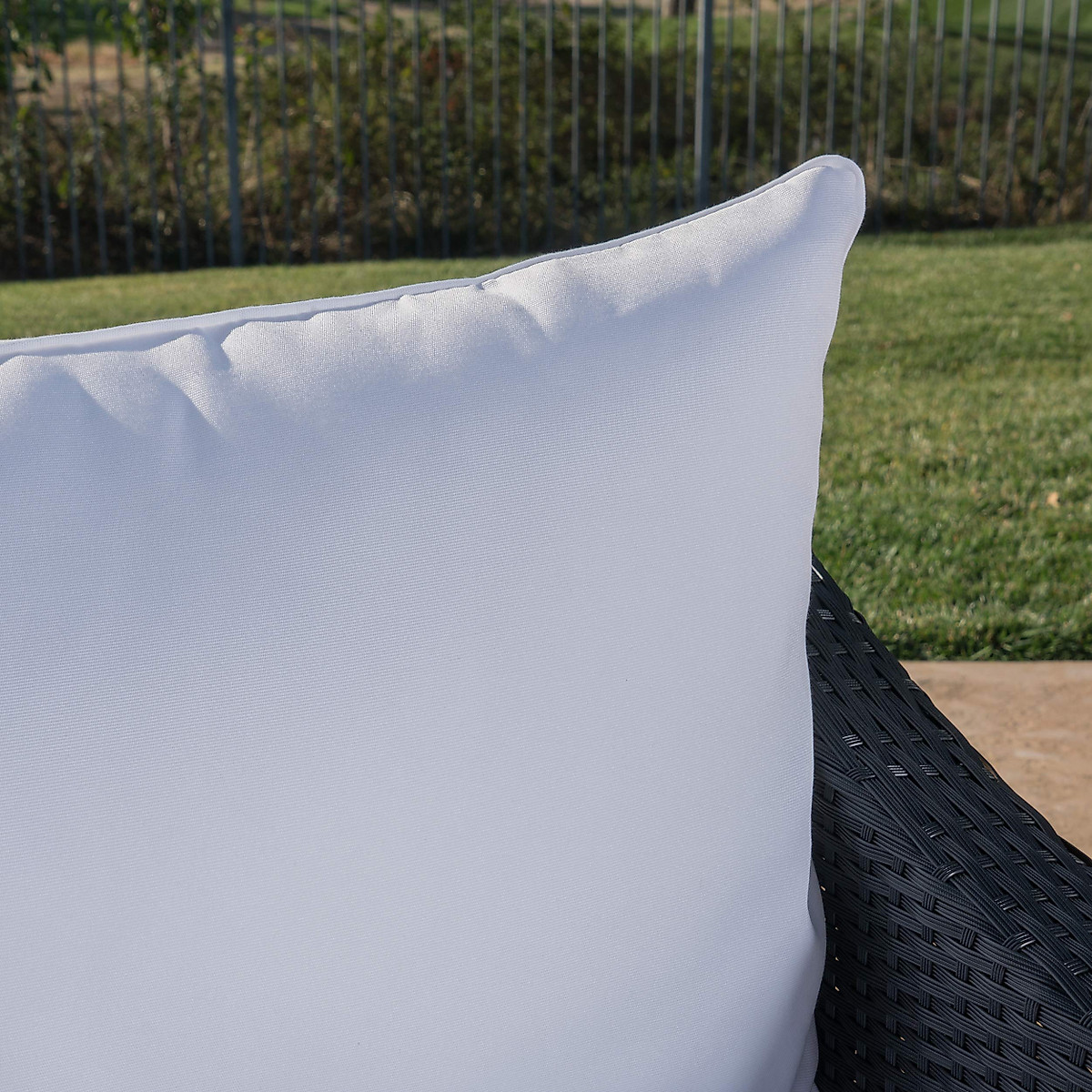 Christopher Knight Home Antibes Outdoor Wicker Club Chairs with Water Resistant Cushions, 2-Pcs Set, Black / White Cushion