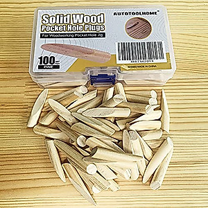 AUTOTOOLHOME 100 Pack Solid Wood Pocket Hole Plugs Pine for Pocket Hole Jig Woodworking Tool with a Storage Case(100)
