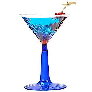 Fineline Settings 12-Piece Flairware 2-Piece Martini Glass, 6-Ounce, Blue