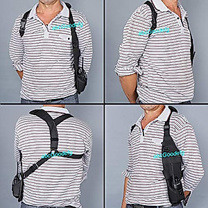 abcGoodefg Universal Left Side Radio Shoulder Holster Chest Harness Holder for Two Way Radios Walkie Talkie Rescue Essentials