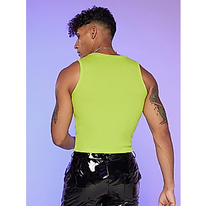GORGLITTER Men's Fashion Workout Neon Crop Tank Top Slim Fit Hot Shirts Green Small