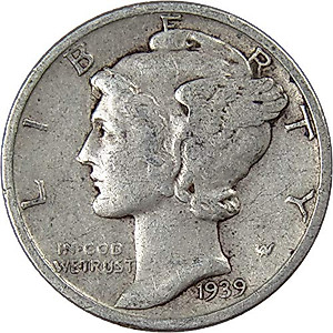 1939 S Mercury Dime F Fine 90% Silver 10c US Coin Collectible