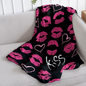 Infinity Republic - Kiss Kiss Black & Pink Soft Fleece Throw Blanket for Valentines Day Gifts- 50x60 Perfect for Living Rooms, Bedrooms, Kids' Rooms, Outdoors