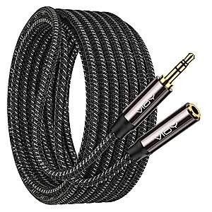 VIOY Headphone Extension Cable 10FT,[Copper Shell, Hi-Fi Sound] 3.5mm Male to Female Stereo Audio Cable Nylon Braided Aux Cord for Smartphones, Tablets, Media Player