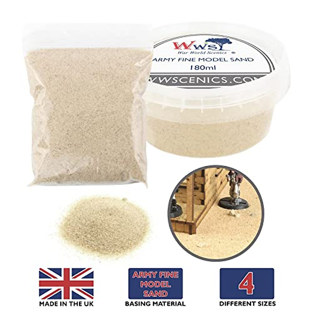 WWScenics Army Fine Model Sand | 200g Bag | Scenery Basing Material