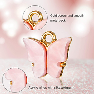 Hicarer 30 Pieces Butterfly Charms Acrylic Pendant Bracelet Charms for Jewelry DIY Necklace Bracelet Earring Making Crafting Accessory (Multicolor)