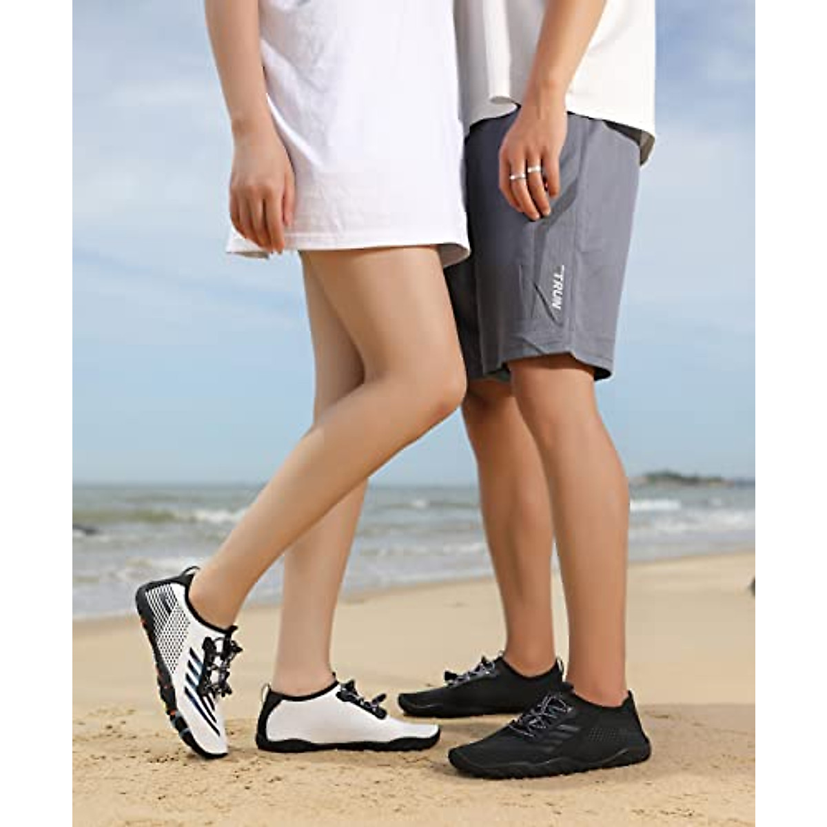 Whatseaso Water Shoes Men Quick Dry Barefoot Beach Aqua Sport Swim Surf Pool Diving Walking for Men Women 12 Women/11 Men, Black