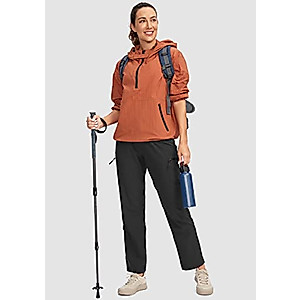 G Gradual Women's Hiking Pants with Zipper Pockets Convertible Lightweight Quick Dry Stretch Cargo Camping Pants(Black, S)
