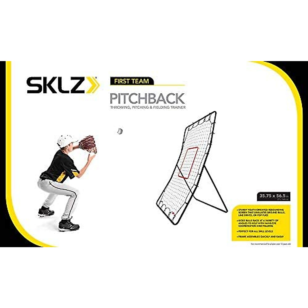 SKLZ PitchBack Baseball and Softball Pitching Net and Rebounder, Black/Red, 2' 9" x 4' 8"