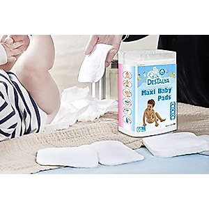 DESTALYA Baby Cotton Pads for Diaper Change - Large Cotton Squares for Sensitive Skin - Disposable Cleansing Wipes - Soft Washcloths for Personal Care, Makeup Removal (Maxi Pads 360)