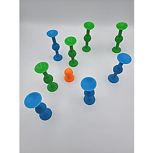 Family Darts Game, Christmas Suction Cup Silicone Darts Game, Stocking Stuffer Gift, Outdoors/Indoors, Camping Game, Kids and Adults Party Game, Fidget Toys, 10 Pieces for 2 Teams, green and blue