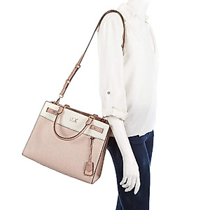 MICHAEL Michael Kors Reagan Large Leather Satchel Bag, Soft Pink Light Cream Fawn