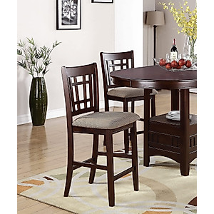 Gecheer Set of 2 Chairs Dining Room Furniture Brown Solid Wood Counter Height Chairs Upholstered Cushioned Unique Back