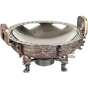 Round Chafing Dish Set for Wedding Banquets Party, Stainless Steel Chafing Buffet Server Warming Tray, with Food Pan, Frame, Lid and Fuel Holder (Color : Red Copper, Size : 28cm)