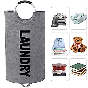 115L Laundry Baskets Collapsible Large Size Laundry Hamper Lightweight Freestanding Foldable Laundry Bag Dirty Clothes Basket for Bathroom (Grey 2)