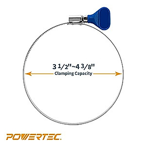 POWERTEC 70260 4 Inch Key Hose Clamp, Thumb Screw Key Adjustable Stainless Steel Hose Clamps for Dust Collection, Dust Collector and Dryer Vent Hose, Pipe Clamp, RV Clamp, Worm Gear Clamp, 10 pack