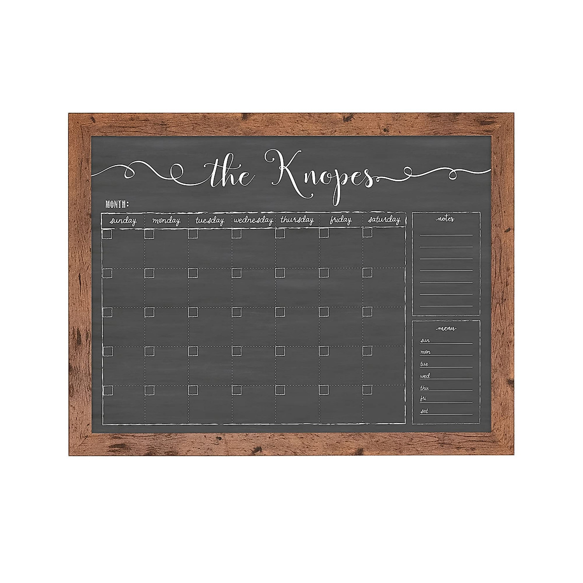 Chalkboard Calendar, 24x18 or 36x24 Horizontal Framed Dry Erase Calendar, Free Customization, Reusable 18x24 Customized Dry Erase Wall Calendar, Family Framed Calendar, perpetual calendar