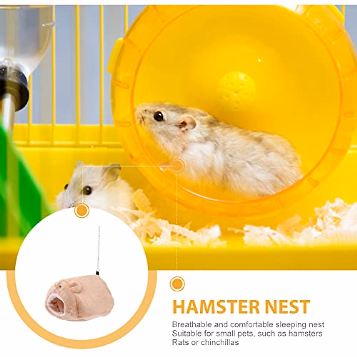 Lurrose Rats Hamster Winter Fleece Warm Hanging Cage Hammock Cute Bear House with Bed Mat Small Animal Cage Accessories for Small Furry Animals