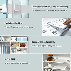 Expandable Closet Tension Shelf Storage Adjustable Closet Shelf Rod Organizer Kitchen Cabinet Divider Separator for Cabinet Wardrobe Cupboard Kitchen Bathroom