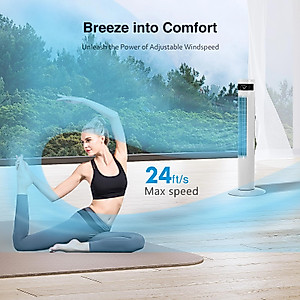 R.W.FLAME White 36" Tower Fan with Remote Control, 3 Modes, LED Display,Oscillation,Portable Floor Bladeless Fan for Bedroom Living Rooms Home Office, White