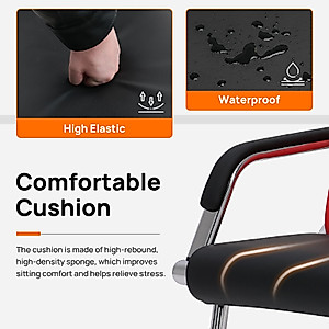 Walmokid Waiting Room Chairs with Armrest, PU Leather Office Furniture, Lobby Conference Reception Chairs, Office Guest Seating for Clinic,Airport,Hospital,Barber,Salon,Bank(Red&Black, 2)