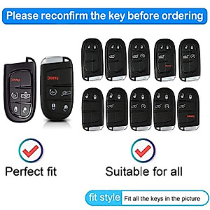 TAPAYICA for Jeep Key Fob Cover,Keychain, TPU Key Fob Shell Fit for Grand Cherokee Renegade Chrysler 200 300 Dodge RAM Durango Challenger Journey Dart Fiat (Black)