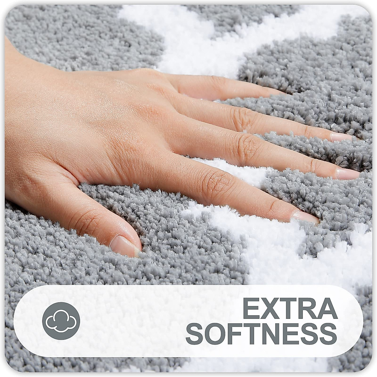 OLANLY Bathroom Rugs 24x16, Soft and Absorbent Microfiber Bath Rugs, Non-Slip Shaggy Shower Carpet, Machine Wash Dry, Bath Mats for Bathroom Floor, Tub and Shower, Grey