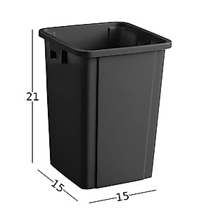 Mix.Home 19 Gallon Black Square Trash can Restaurant Trash can Commercial Trash can Tall Plastic Trash can Industrial Trash can Square Trash cans for Kitchen Janitorial Trash can