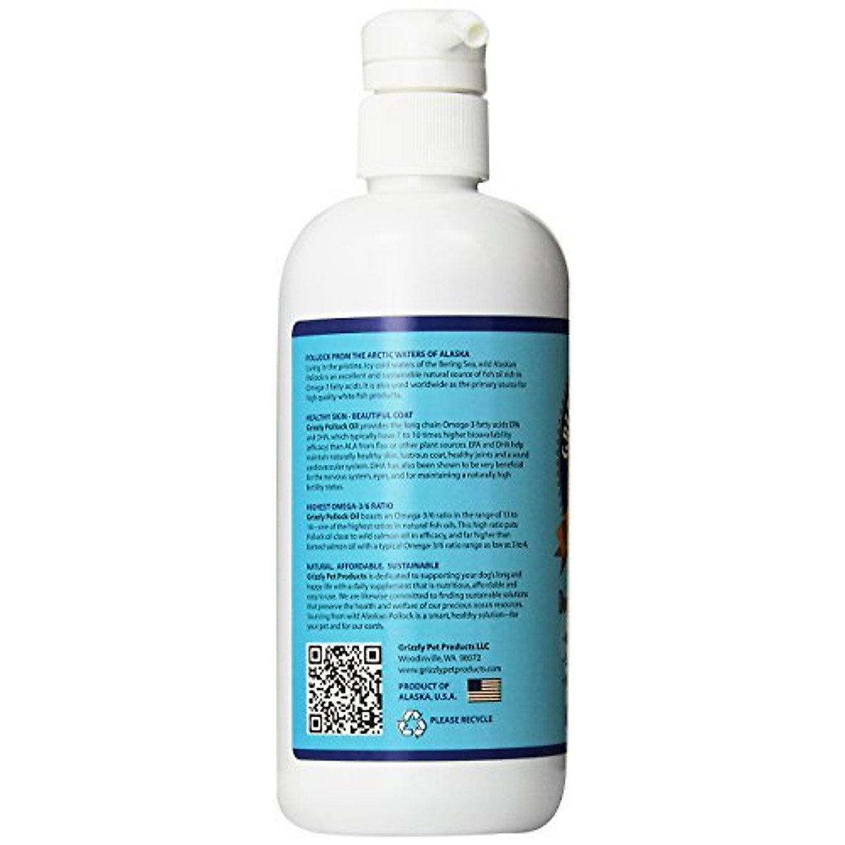 Grizzly Pollock Oil Dog Food Supplement, 16 Ounce