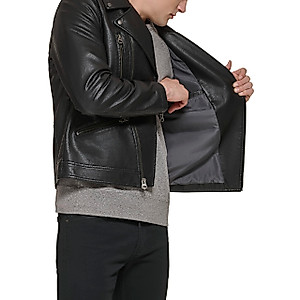 Levi's Men's Faux Leather Motorcycle Jacket, Black Multi Zip
