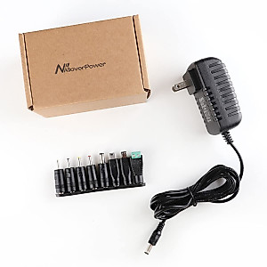 Universal AC DC 5V 1A 2A/2000mA Power Supply Cord Adapter Charger with 8 Variable Plug Tips (Include 5.5mm / 3.5mm / Mini USB/Micro USB / 4.7mm Switching Connector)