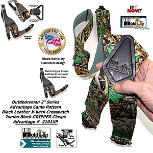 Holdup 2" Wide Outdoorsman Series Advantage Pattern Suspenders for Men with Composite Plastic USA Patented Gripper Clasp