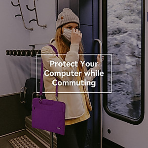 Voova 17 17.3 Inch Laptop Sleeve Case, Slim Women Men Shoulder Hand Bag Compatible with Razer Blade Pro 17, Lenovo Dell Asus Acer HP Notebook Messenger Briefcase with Strap, Waterproof, Purple