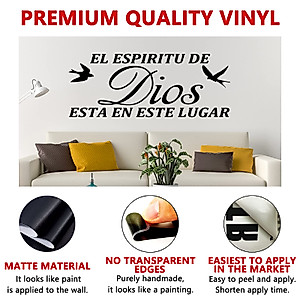 AnFigure Vinilos Decorativos para Pared, Frases para Decorar Pared En Español, Biblicos Spanish Cuadro Salmo Quotes Vinilo Home Art Decor Vinyl Stickers El Espiritu De Dios Esta En Este Lugar 23"X9"