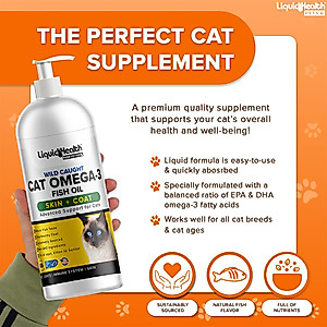 Liquid Health Pets Purr-Fection Omega 3 Fish Oil for Cats - Liquid Omega 3 for Cats with EPA+DPA+DHA, Cat Omega 3 Supplement May Reduce Itching, Support Joint, Immunity, Brain, Heart Health (3 Pack)