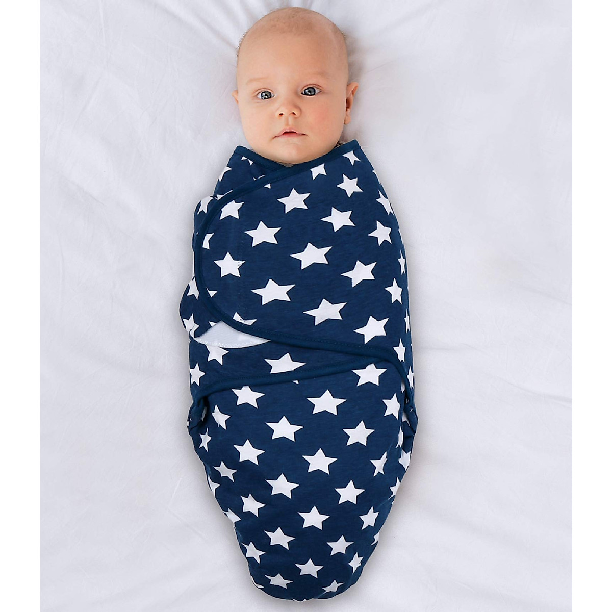 The Peanutshell Baby Swaddle Blankets for Boys or Girls, Blue Dinosaur & Stars, 3 Pack Wrap Set, 2 Sizes (Small/Medium)