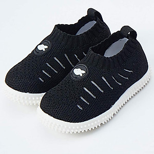 montaas Baby Boys Girls Shoes Infant First Walkers Slip On Toddler Sneakers for 9 12 18 24 Months Black